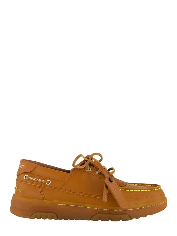 Off-White Leather Hybrid Boat Shoes - Brown