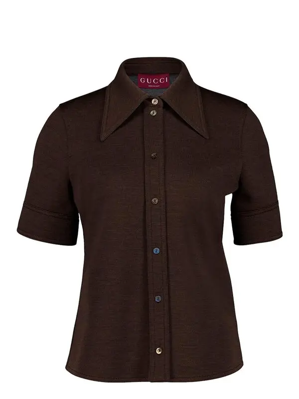Gucci Wool Cotton Jersey Shirt - Brown