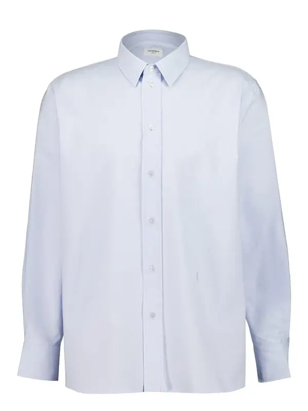 Saint Laurent Bleu Blanc Cassandre Oxford Shirt - Blue