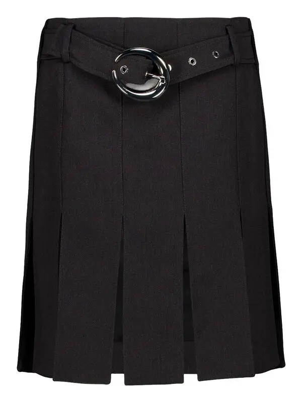 Rabanne Pleated Mini Skirt With Belt - Grey