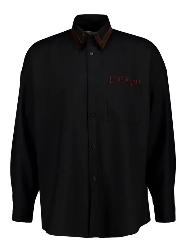 Marni Wool Shirt With Logo Detail - Black