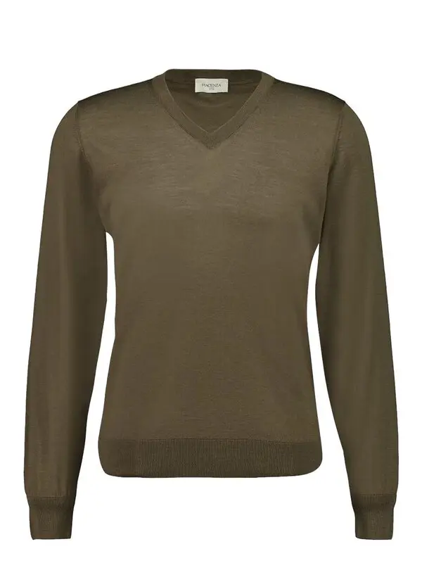 PIACENZA CASHMERE 1733 V-neck Virgin Wool Jumper - Green