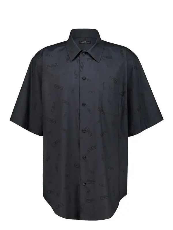 Balenciaga Dark Short-sleeve Cotton Shirt - Grey