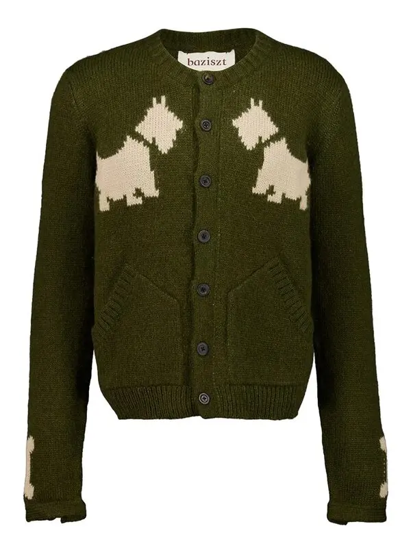 BAZISZT Wool Cardigan - Green