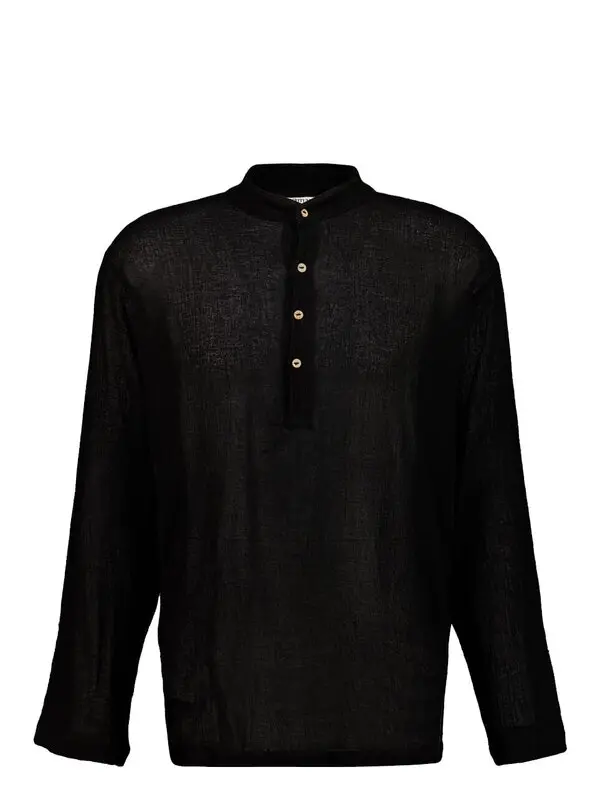 Spiritum Tulum Cotton Gauze Shirt With Buttons - Black