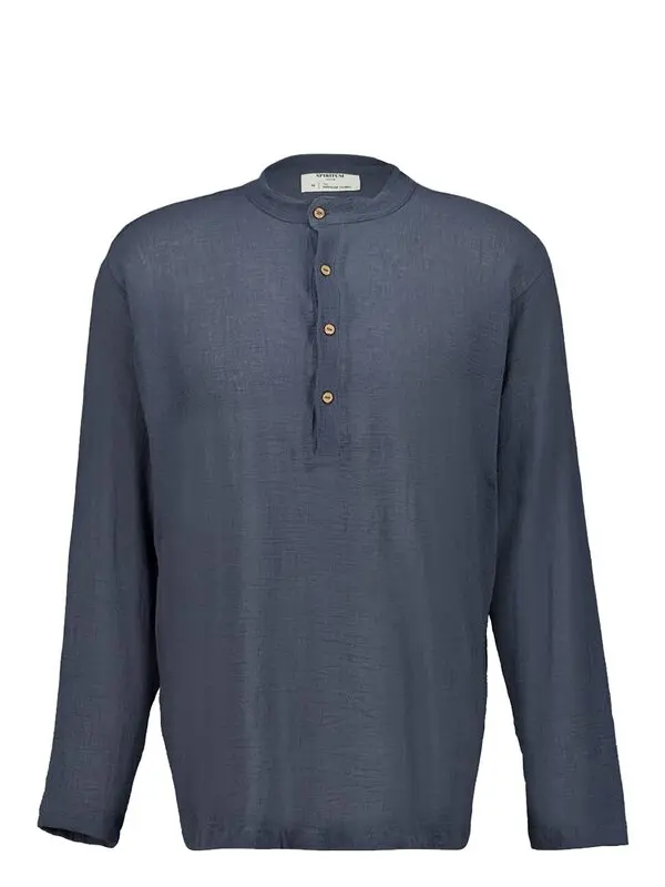 Spiritum Tulum Indigo Cotton Gauze Shirt With Buttons - Blue