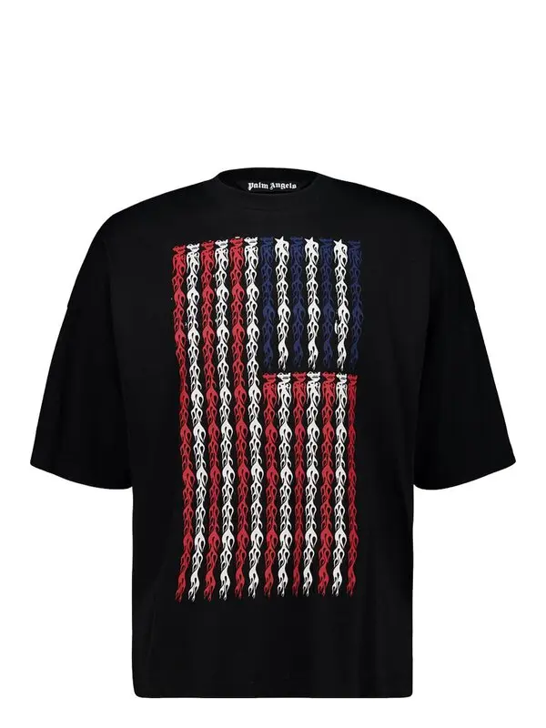 Palm Angels Black Flames Flag T-shirt - Multicolour