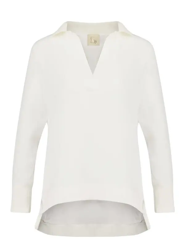 PAULA Diane V-neck Long-sleeve Top - White