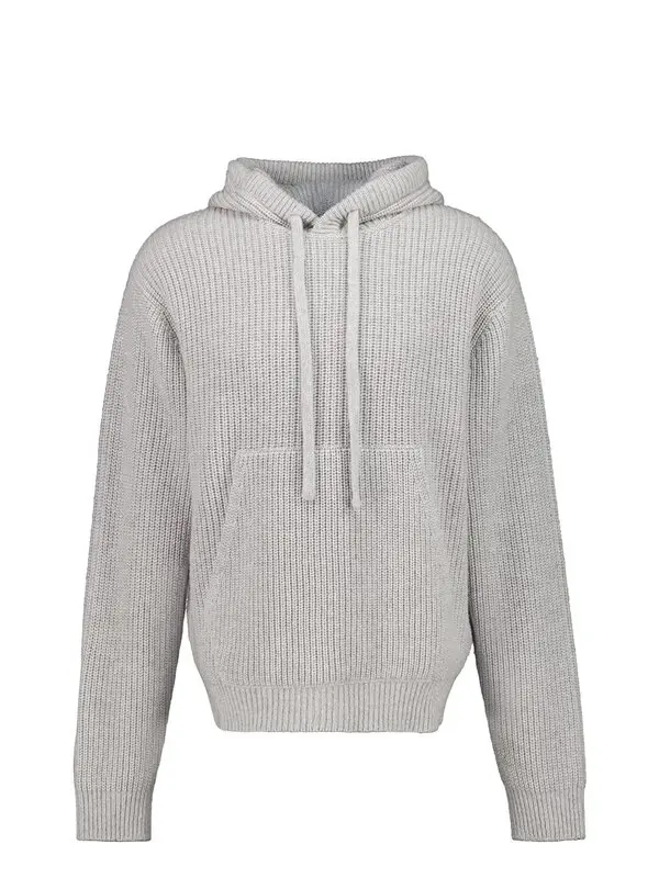 Palm Angels Melange Hooded Wool Knit Sweatshirt - Grey