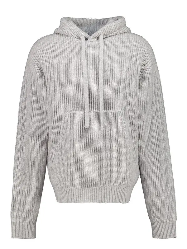 Palm Angels Melange Hooded Wool Knit Sweatshirt - Grey