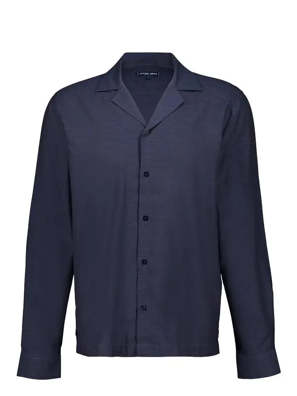 Frescobol Carioca Navy Herringbone Flannel Shirt - Blue