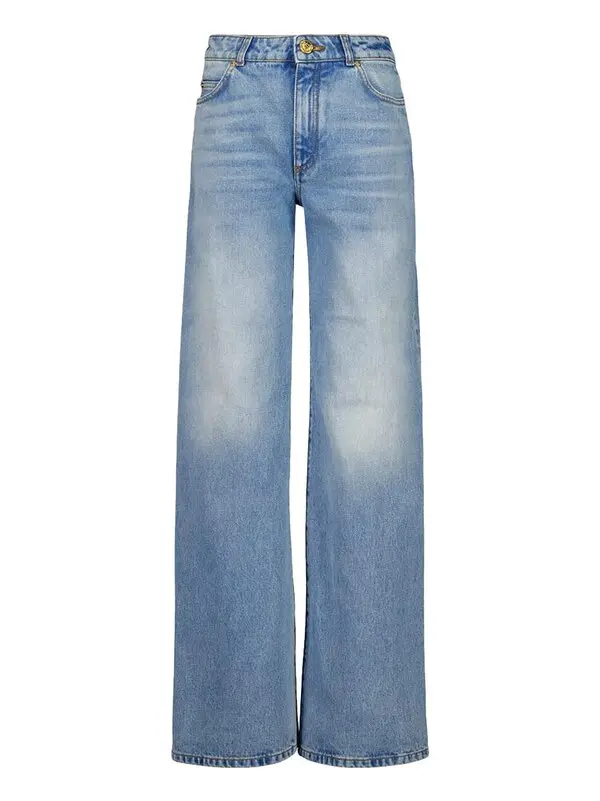 Balmain Straight-leg Faded Denim Jeans - Blue