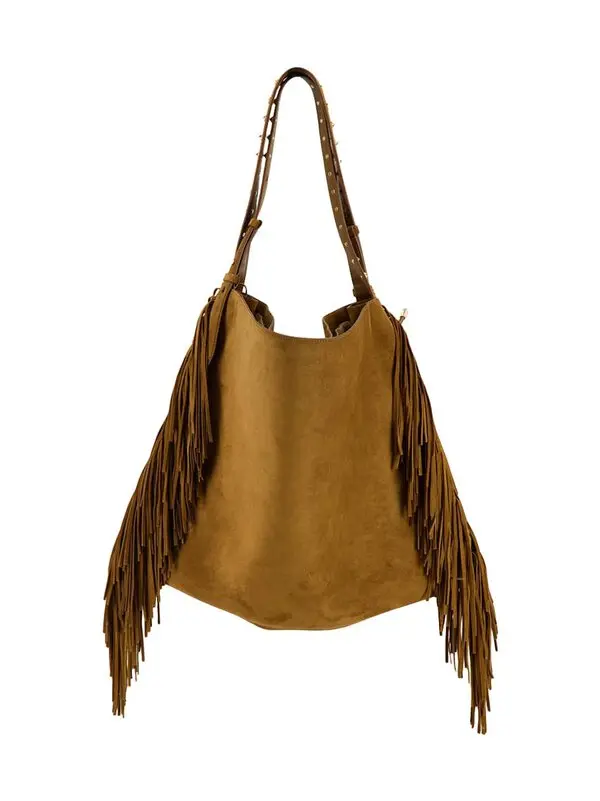 CHRISTIAN LOUBOUTIN Rhea Baggy Tote Fringe Bag - Brown