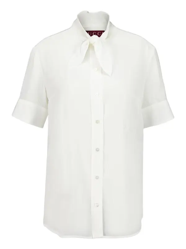 Gucci Silk Crêpe De Chine Short-sleeve Shirt - White