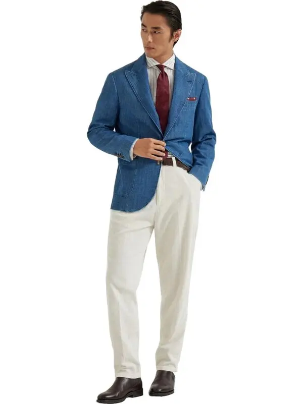 Brunello Cucinelli Medium Denim Deconstructed Blazer - Blue