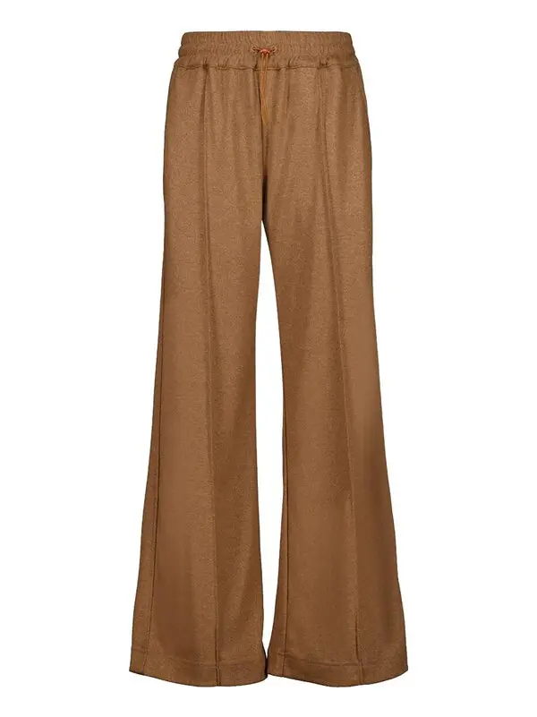120% Lino Wool And Cashmere Wide-leg Trousers - Brown