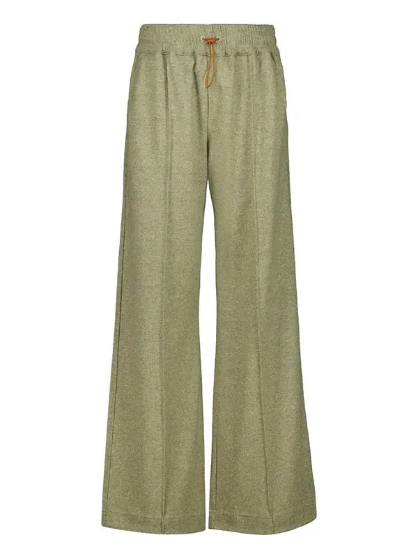 120% Lino Wool And Cashmere Wide-leg Trousers - Green