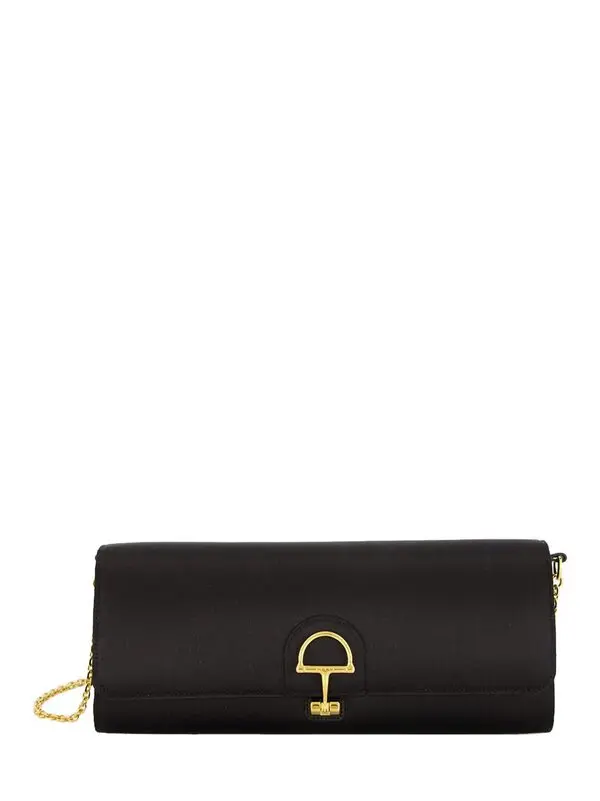 Gucci Silk Satin Clutch With Horsebit - Black