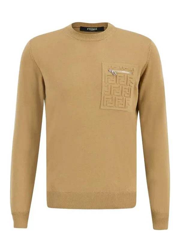 Fendi Ff Embossed Wool Pullover - Brown