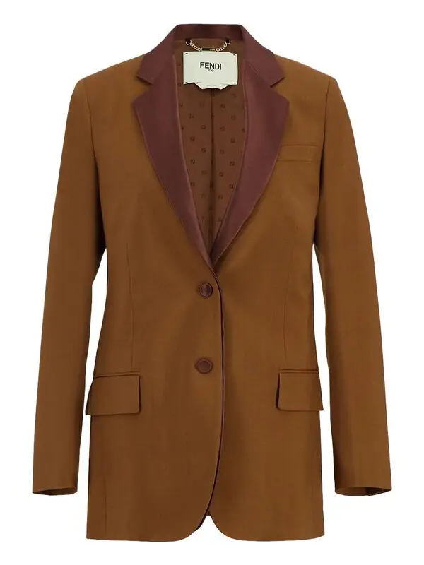 Fendi Wool Mohair Blazer With Silk Lapels - Brown