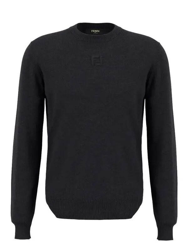 Fendi Wool Ff Logo Pullover - Black