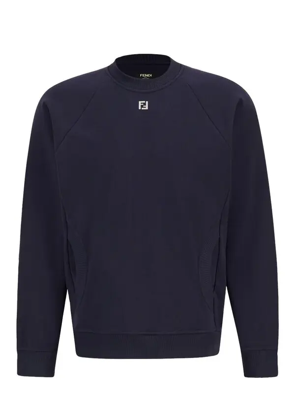 Fendi Cotton Ff Metal Logo Sweater - Blue
