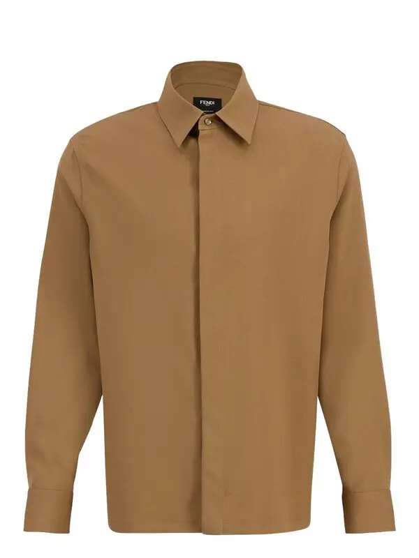 Fendi Rust Wool Gabardine Shirt - Brown