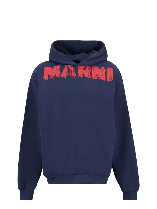 Marni Cotton Sweatshirt With Print - Blue