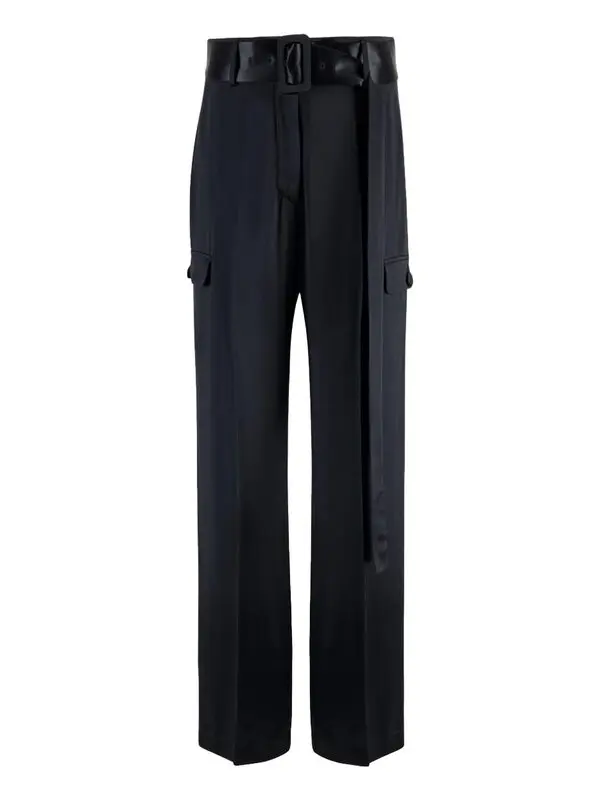 FERRAGAMO Satin Straight-leg Trousers - Black