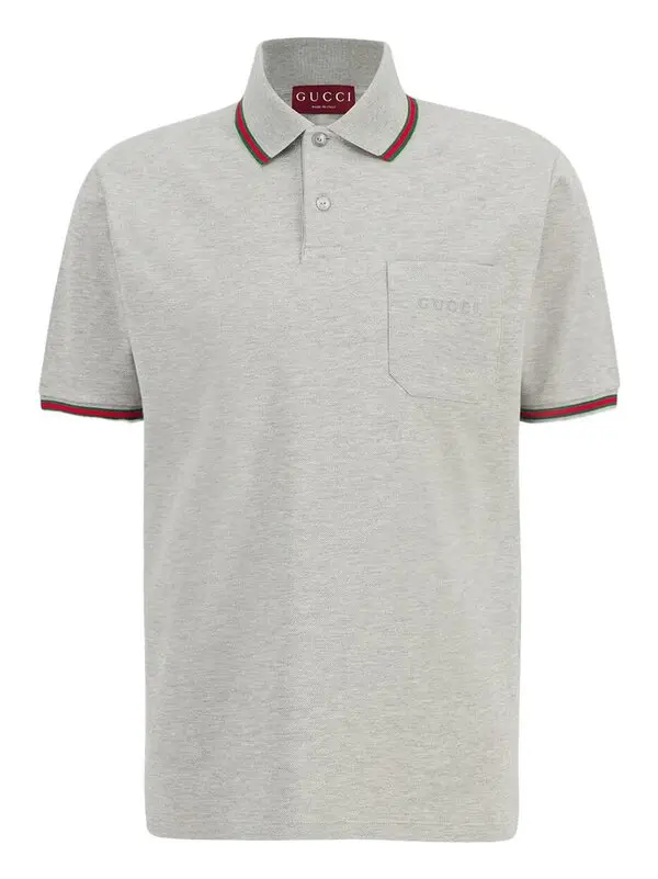 Gucci Melange Stretch Cotton Polo - Grey