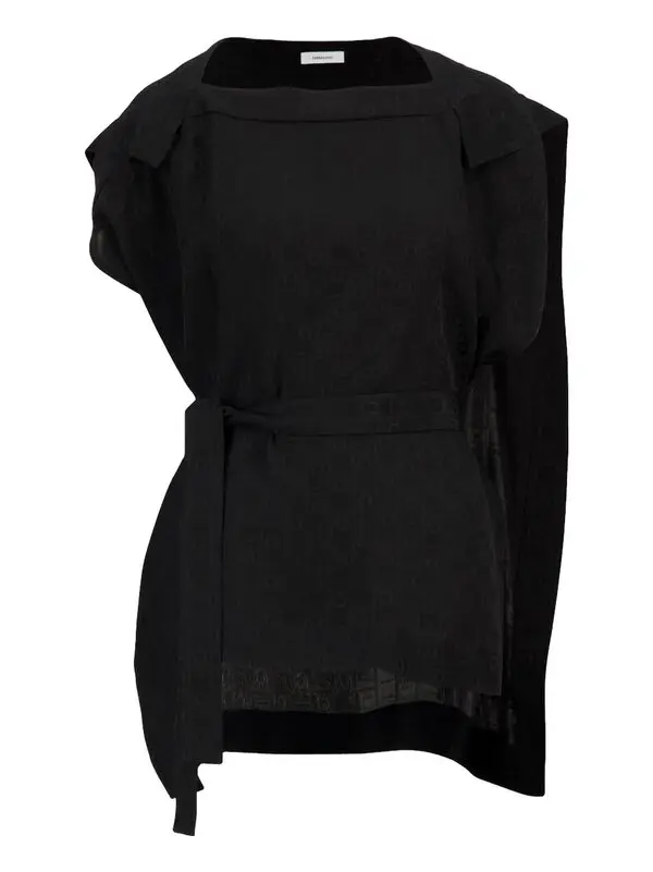 FERRAGAMO Silk Blouse With Waist Detail - Black