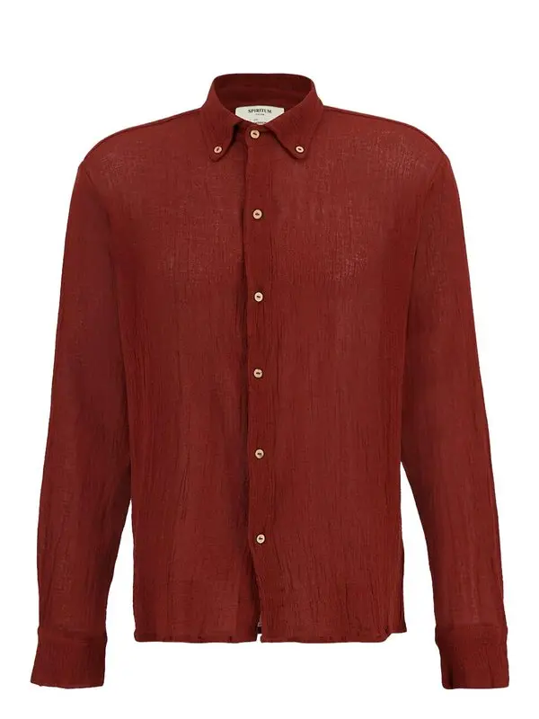 Spiritum Tulum Terracotta Balam Cotton Shirt - Red