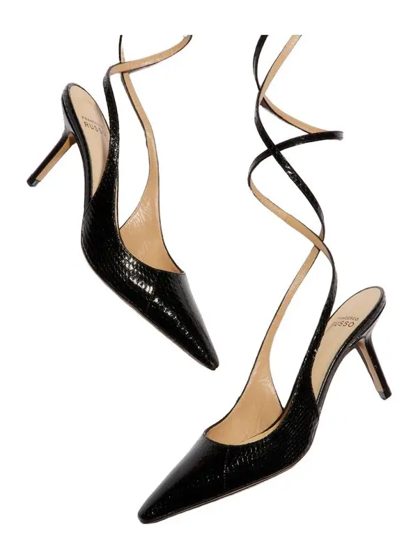 FRANCESCO RUSSO Watersnake Slingback Pumps - Black