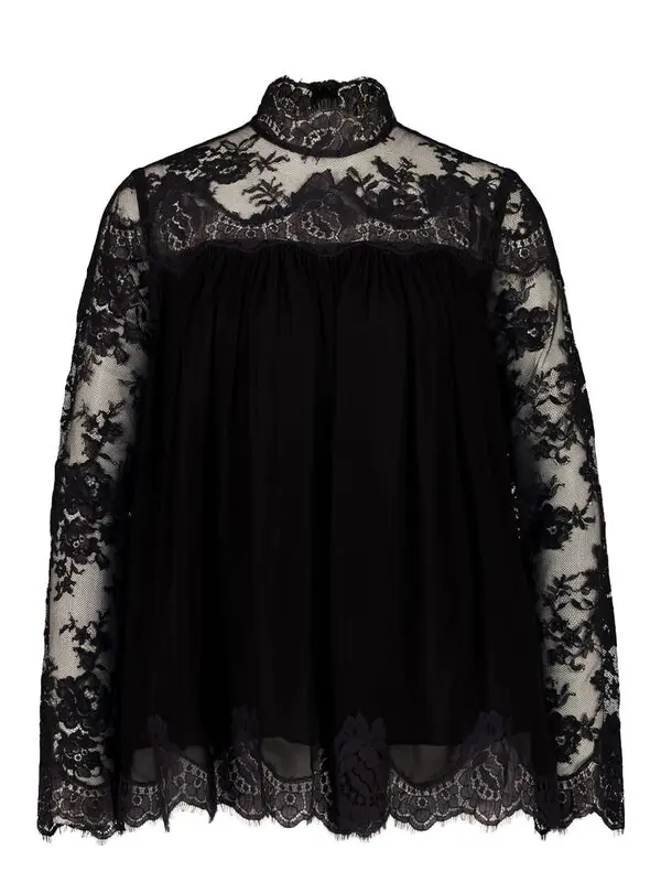 Zimmermann Hypnotic Lace Yoke Top - Black