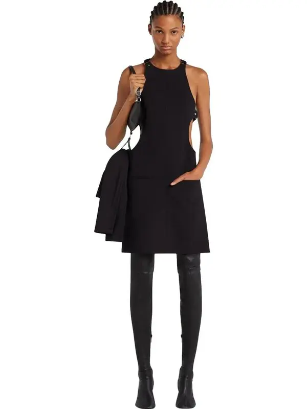 COURREGES Buckled A-line Mini Dress - Black