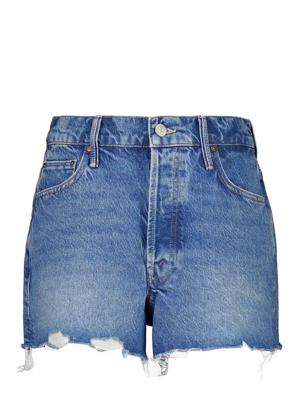 MOTHER The Main Course Short Fray Denim Shorts - Blue
