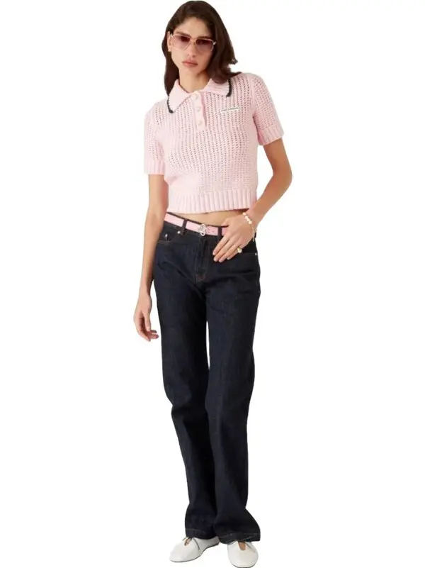 Casablanca Cotton Mouliné Polo Shirt - Pink