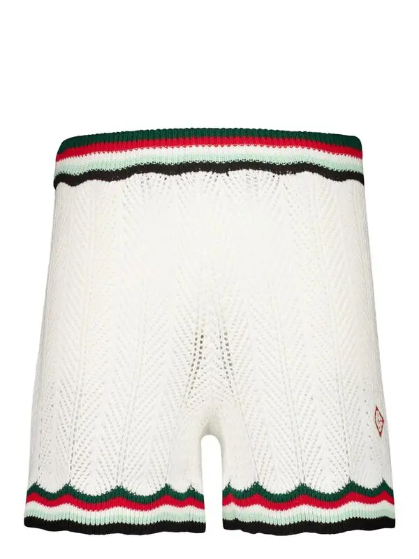 Casablanca Cotton Chevron Crochet Shorts - White
