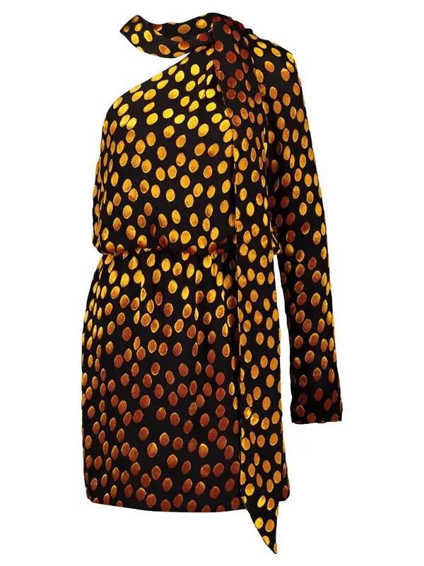 Saint Laurent One-shoulder Mini Dress - Orange