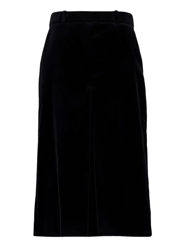 Saint Laurent Velours Vintage Cotton Midi Skirt - Black