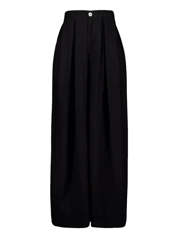 MARRAKSHI LIFE High-waisted Pleated Cotton Trousers - Black