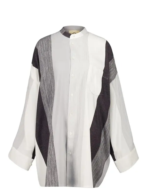 MARRAKSHI LIFE Nero Collar Oversized Striped Shirt - Multicolour