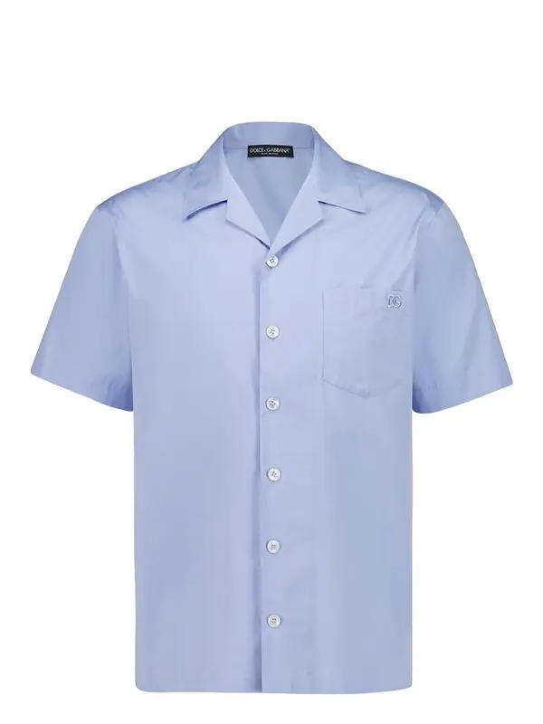 Dolce & Gabbana Celeste Short-sleeve Cotton Shirt - Blue