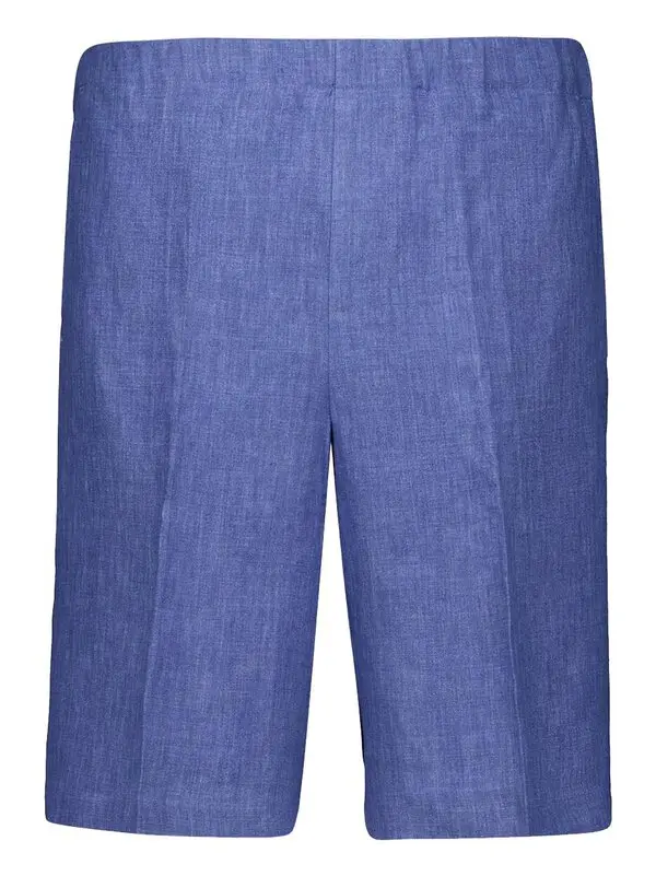 PIACENZA CASHMERE 1733 Light Denim Linen Bermuda Shorts - Blue
