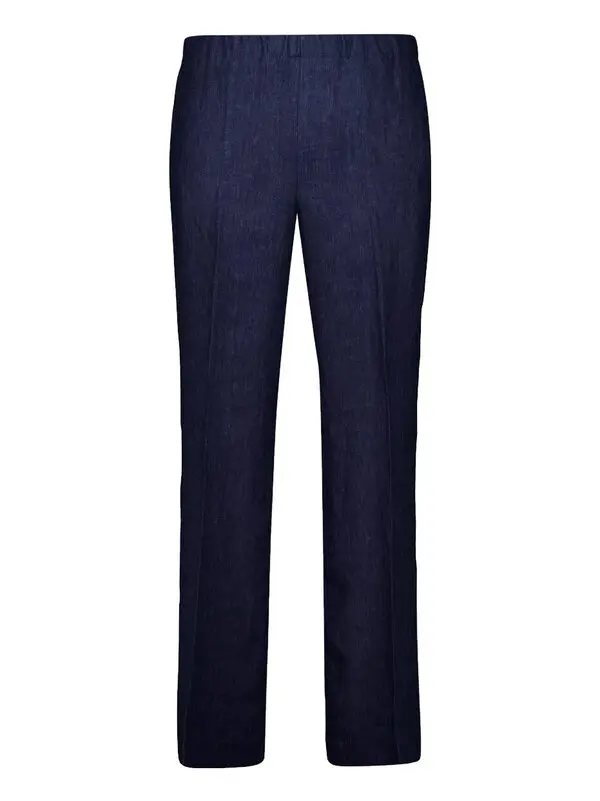 PIACENZA CASHMERE 1733 Linen Straight Leg Pants - Blue