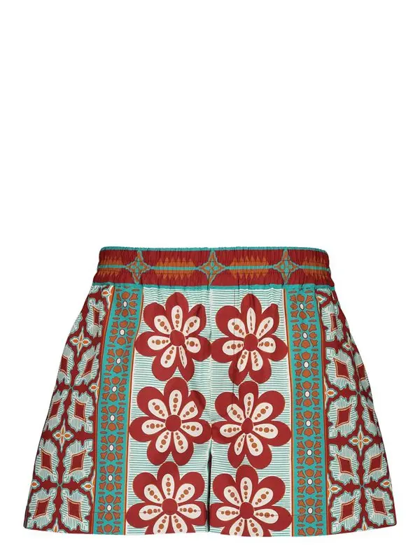 La DoubleJ Pagoda Placée Cotton Poplin Shorts - Blue