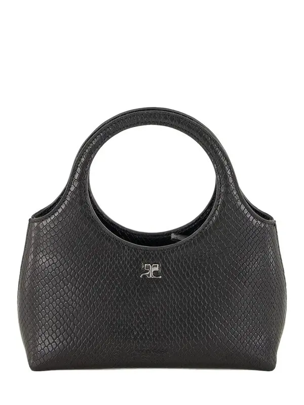 COURREGES Mini Holy Day Bag In Viper Leather - Black