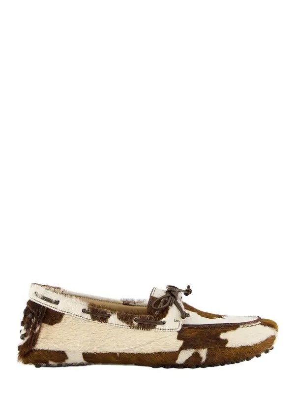 Le Monde Beryl Cow Print Calf Hair Driver Moccasins - Multicolour