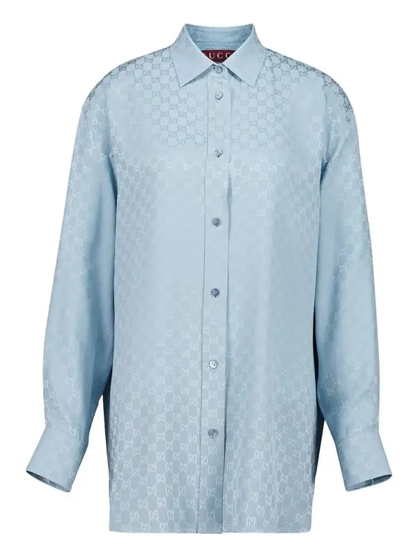 Gucci Gg Silk Oversized Shirt - Blue