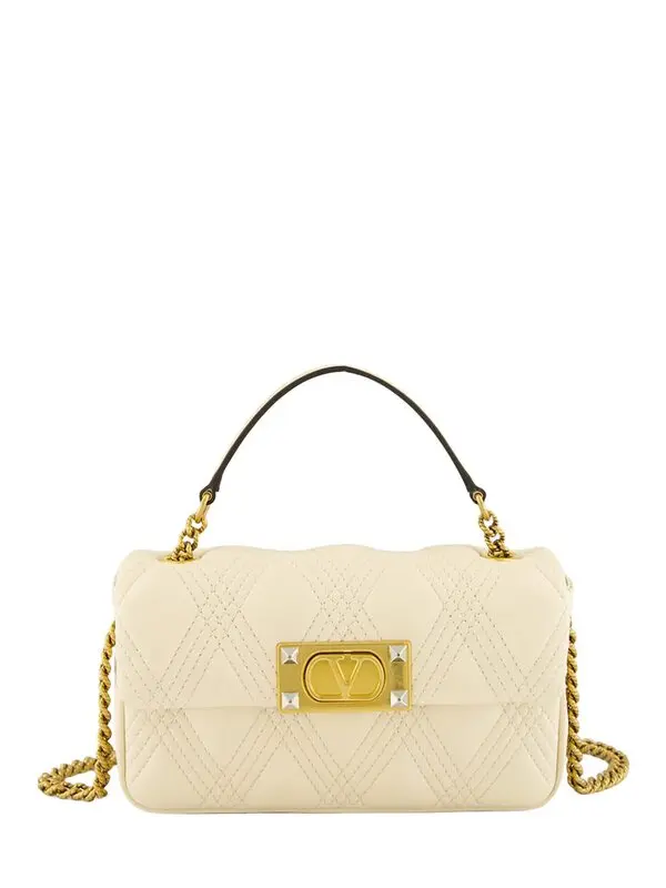 Valentino Garavani Quiltie Small Top Handle Bag - Cream